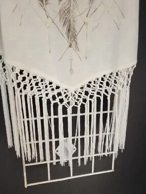 Miss Me | Tops | Miss Me White Fringe Tank With Gold Feather Motif ...